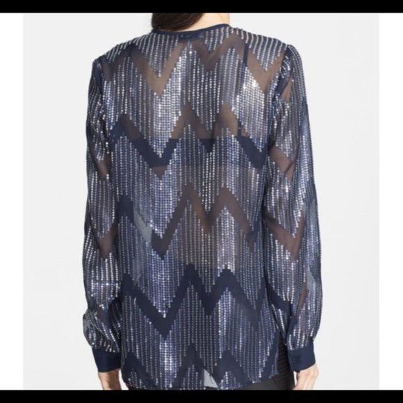 Wayf | Tops | Wayf Sheer Sequined Surplice Blouse | Poshmark